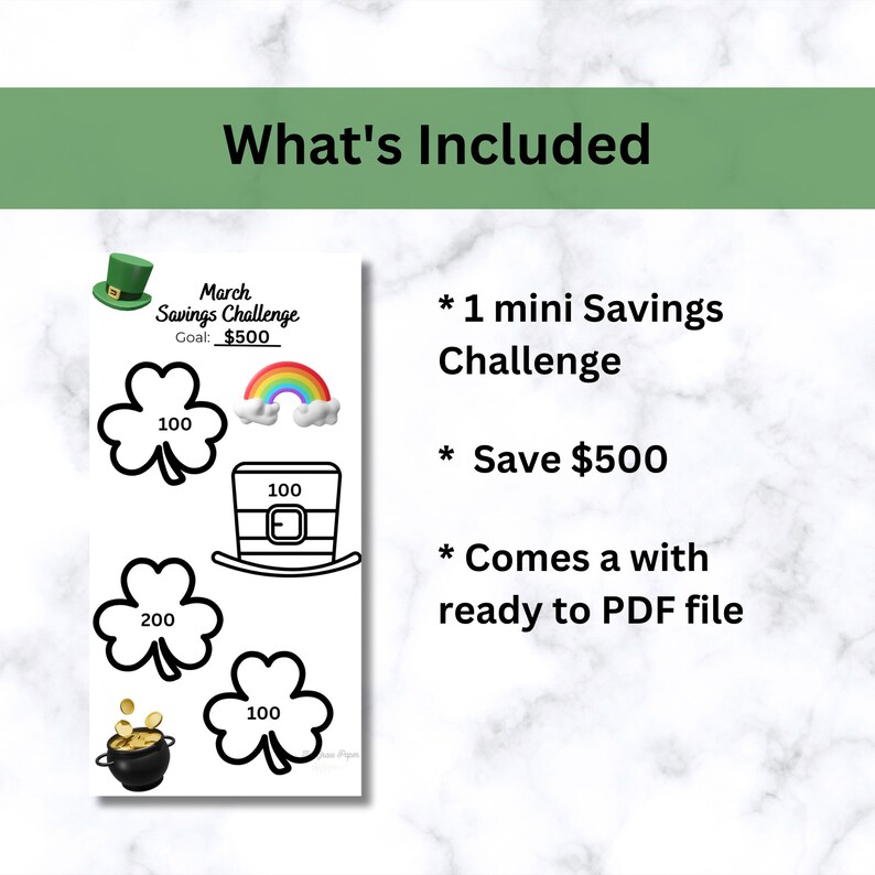 Mini A6 March Saving Challenge Printable, Paycheck Goal Tracker ...