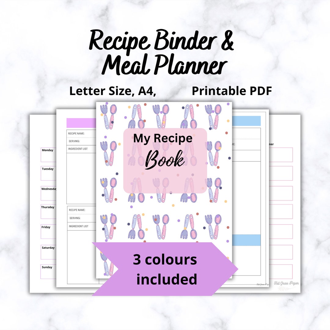 Editable Meal Planner Printable, Editable Recipe Binder Cover, Meal ...