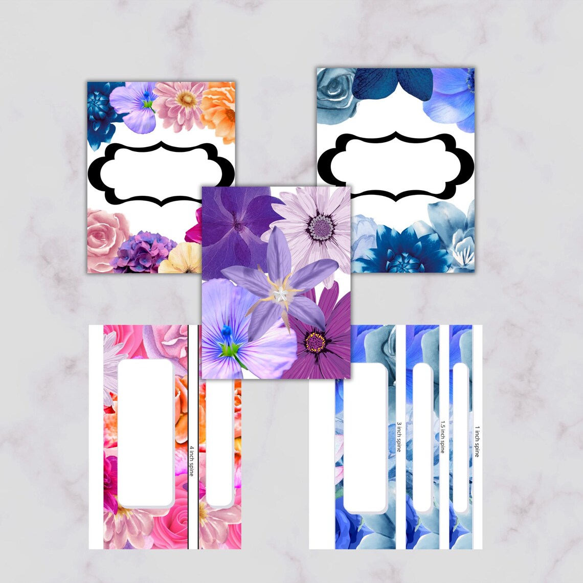 6 Editable Binder Covers and Matching Spines, Canva Template, DIY ...