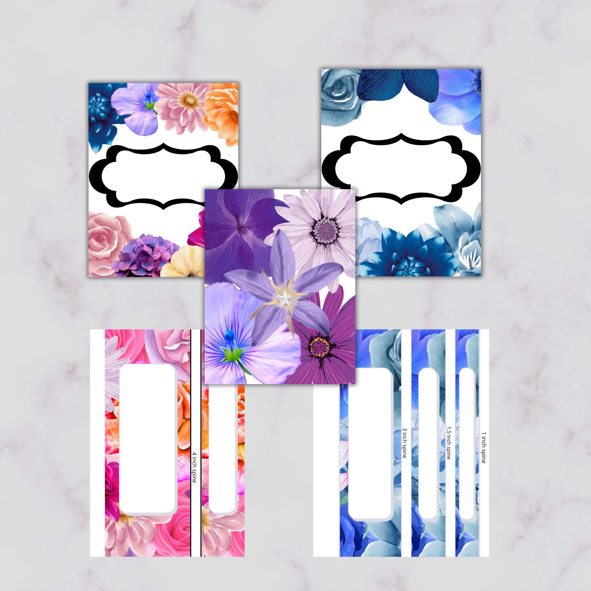 6 Editable Binder Covers and Matching Spines, Canva Template, DIY ...