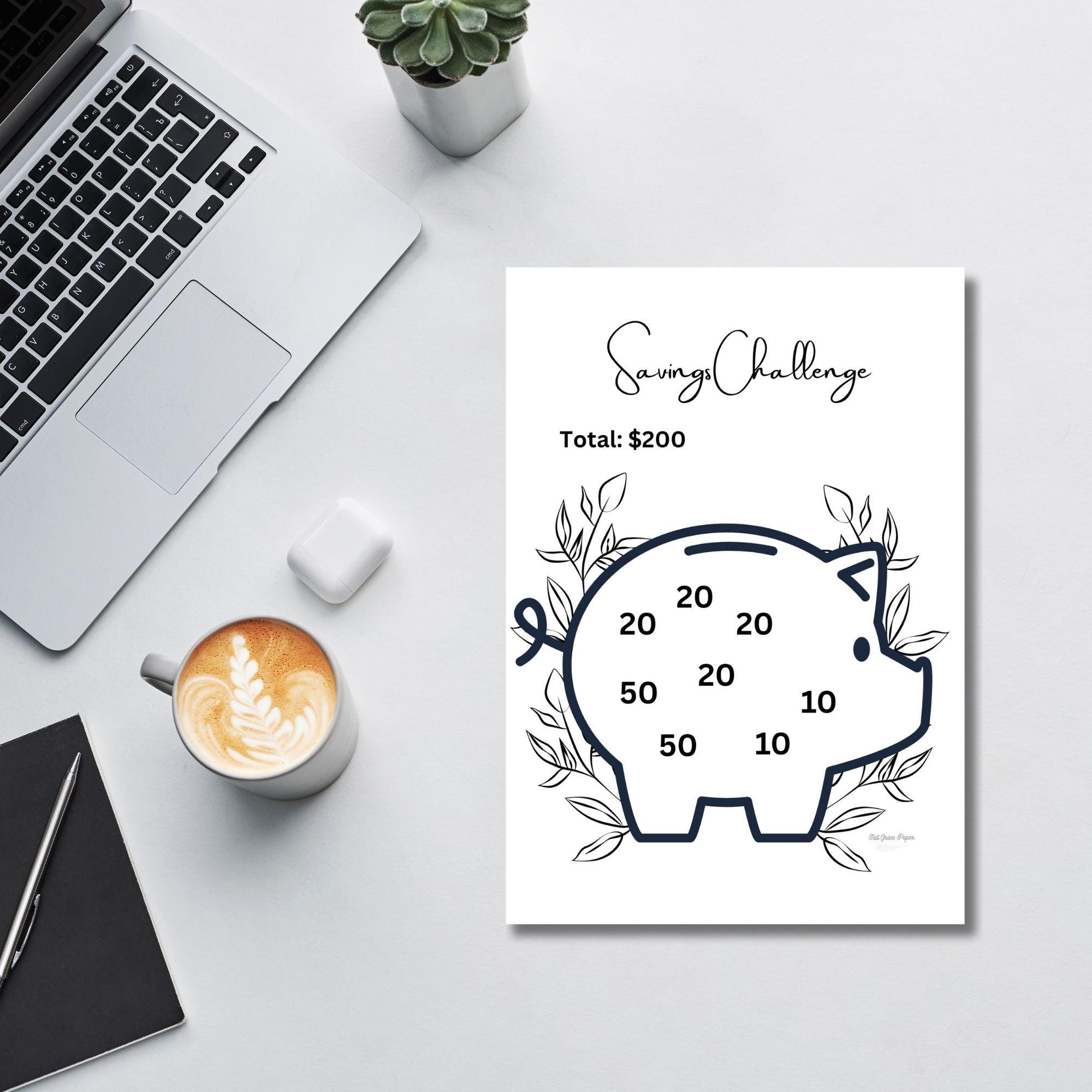 Piggy Bank Savings Challenge Printable, Savings Goal Tracker Template ...