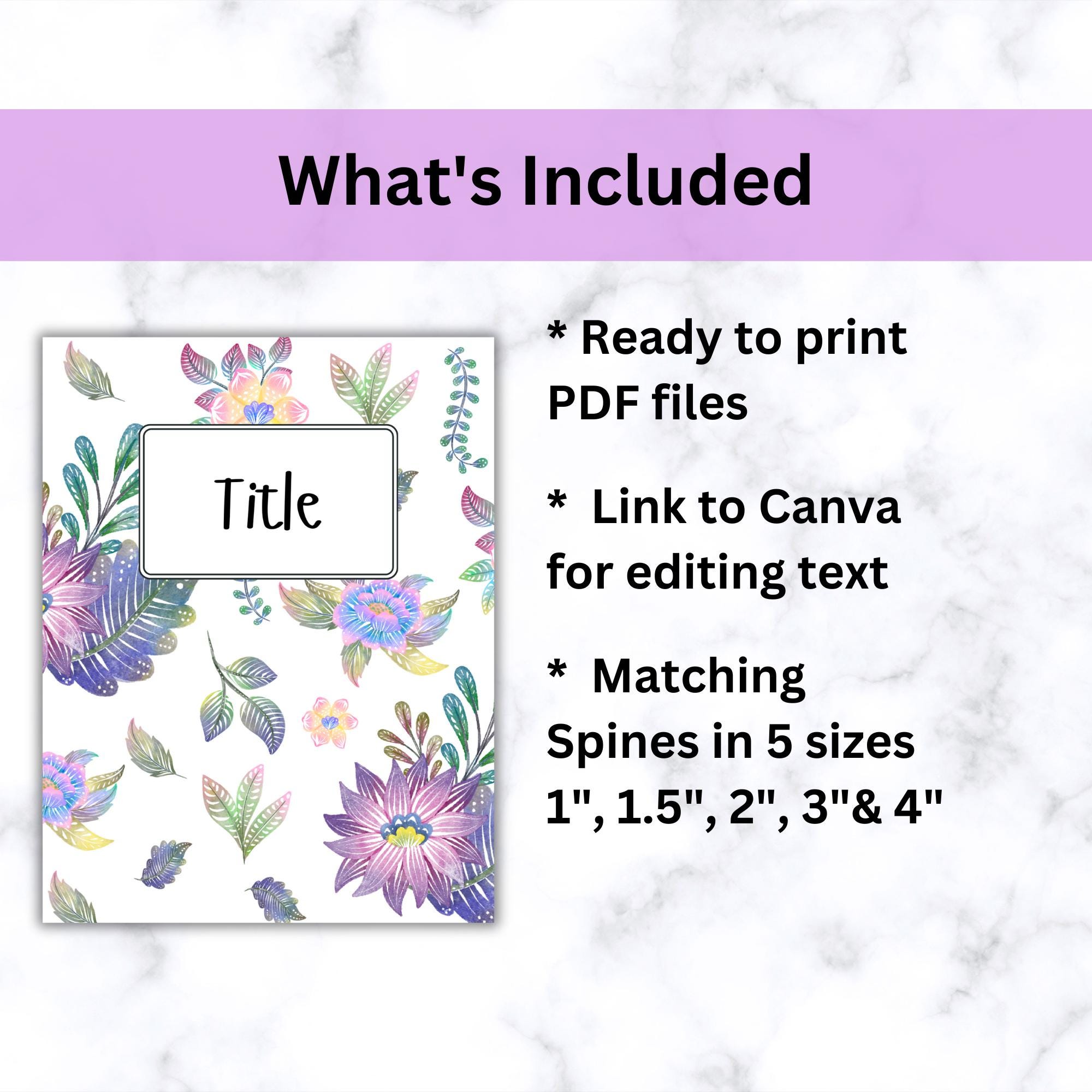6 Editable Binder Covers Spines Printable PDF, Editable Canva Template ...