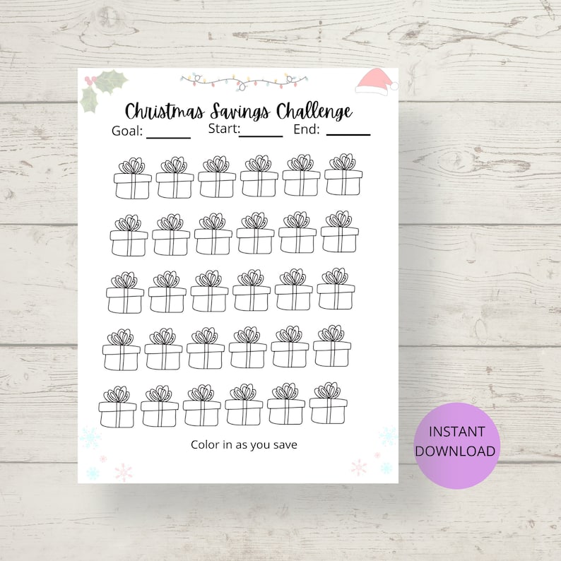January No Spend Challenge Printable Christmas Savings Challenge ...