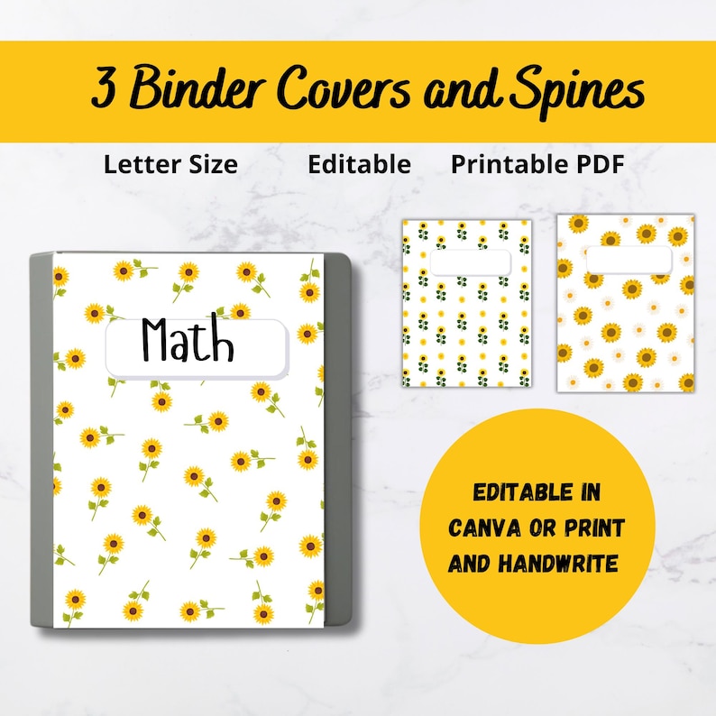 Editable Binder Cover With Spines, Printable PDF Planner Cover, Canva ...