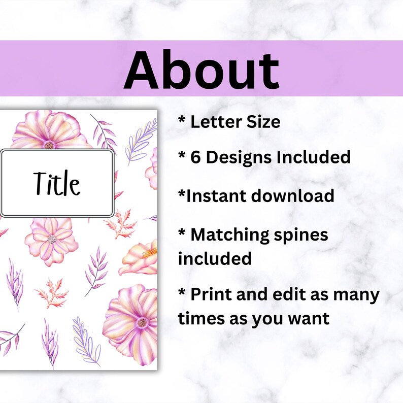 6 Editable Binder Covers Spines Printable PDF, Editable Canva Template ...