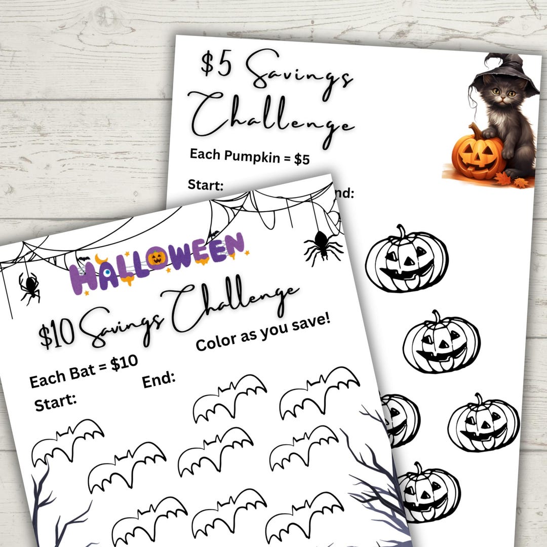 Halloween Savings Challenge Printable PDF, Spooky Financial Planner ...