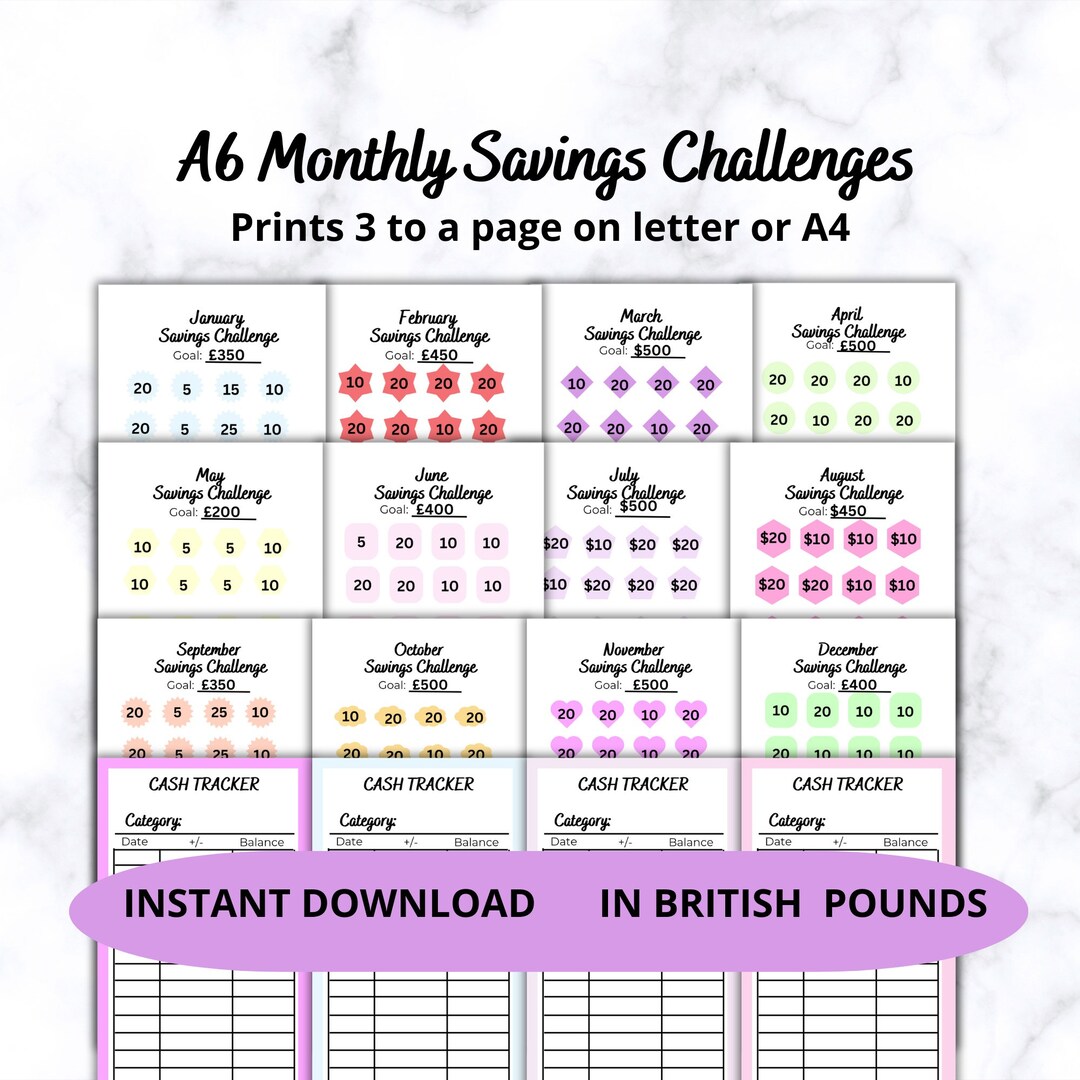 A6 Savings Funds Bundle, British Pounds GBP, A6 Cash Binder Insert ...