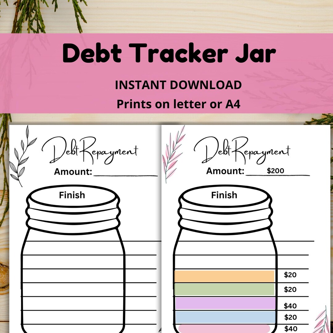 Debt Payoff Tracker Printable, Money Jar Color in Tracker, Debt ...
