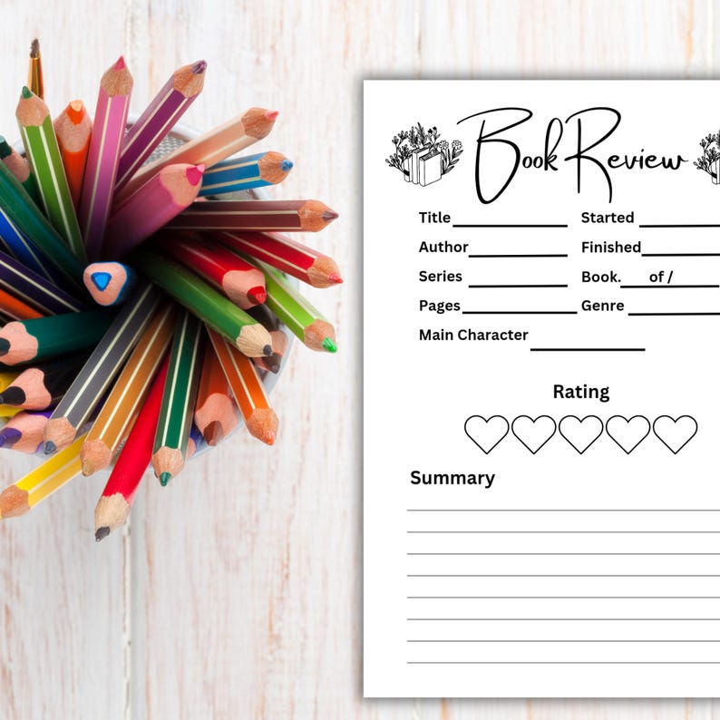 Book Review Printable PDF, Reading Journal Insert, Book Rating Template ...
