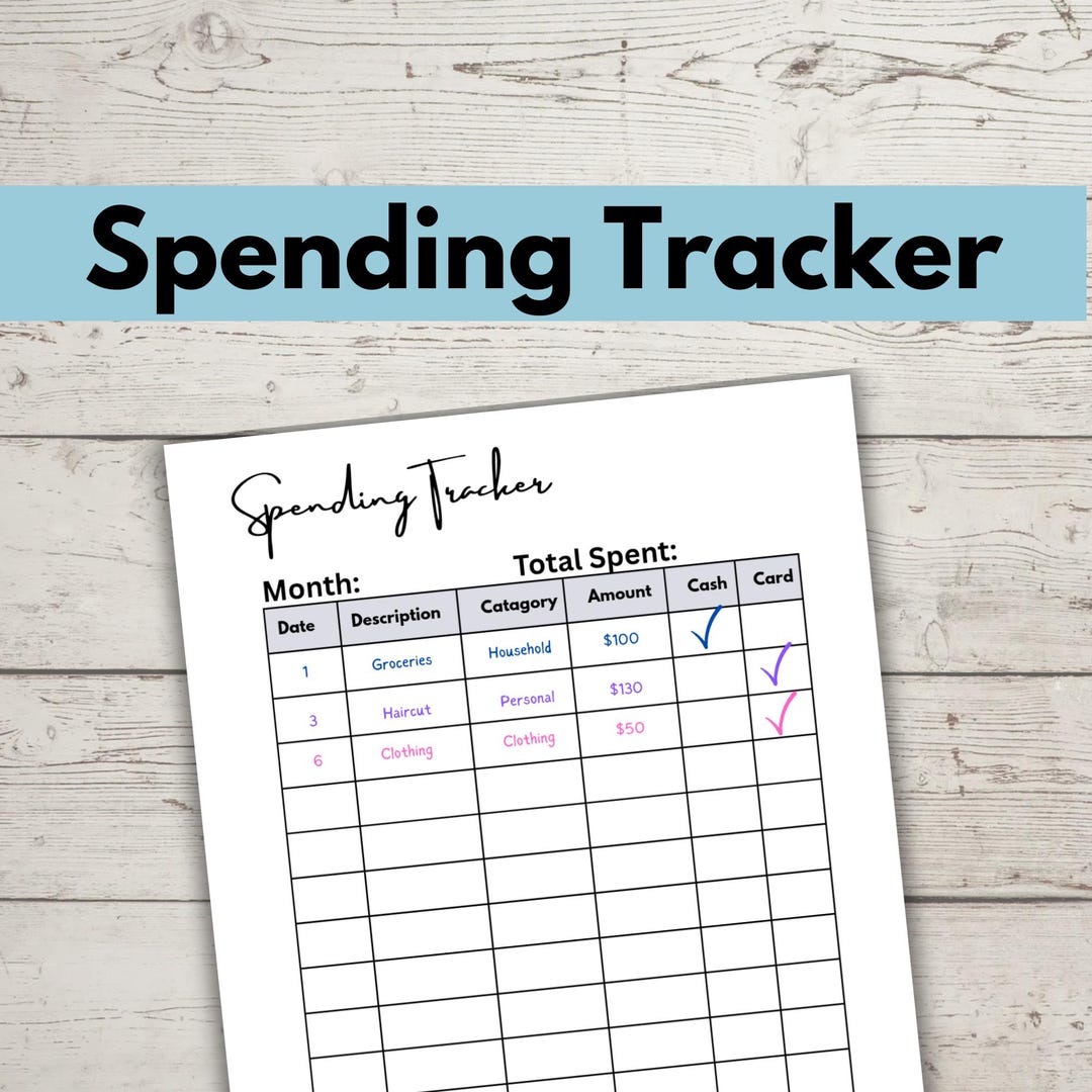Monthly Spending Tracker Printable, Budget Planner Insert, Expense ...