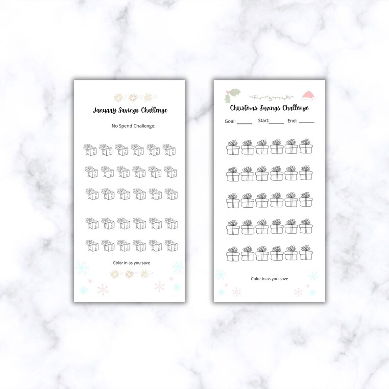 January No Spend Challenge Printable Christmas Savings Challenge ...