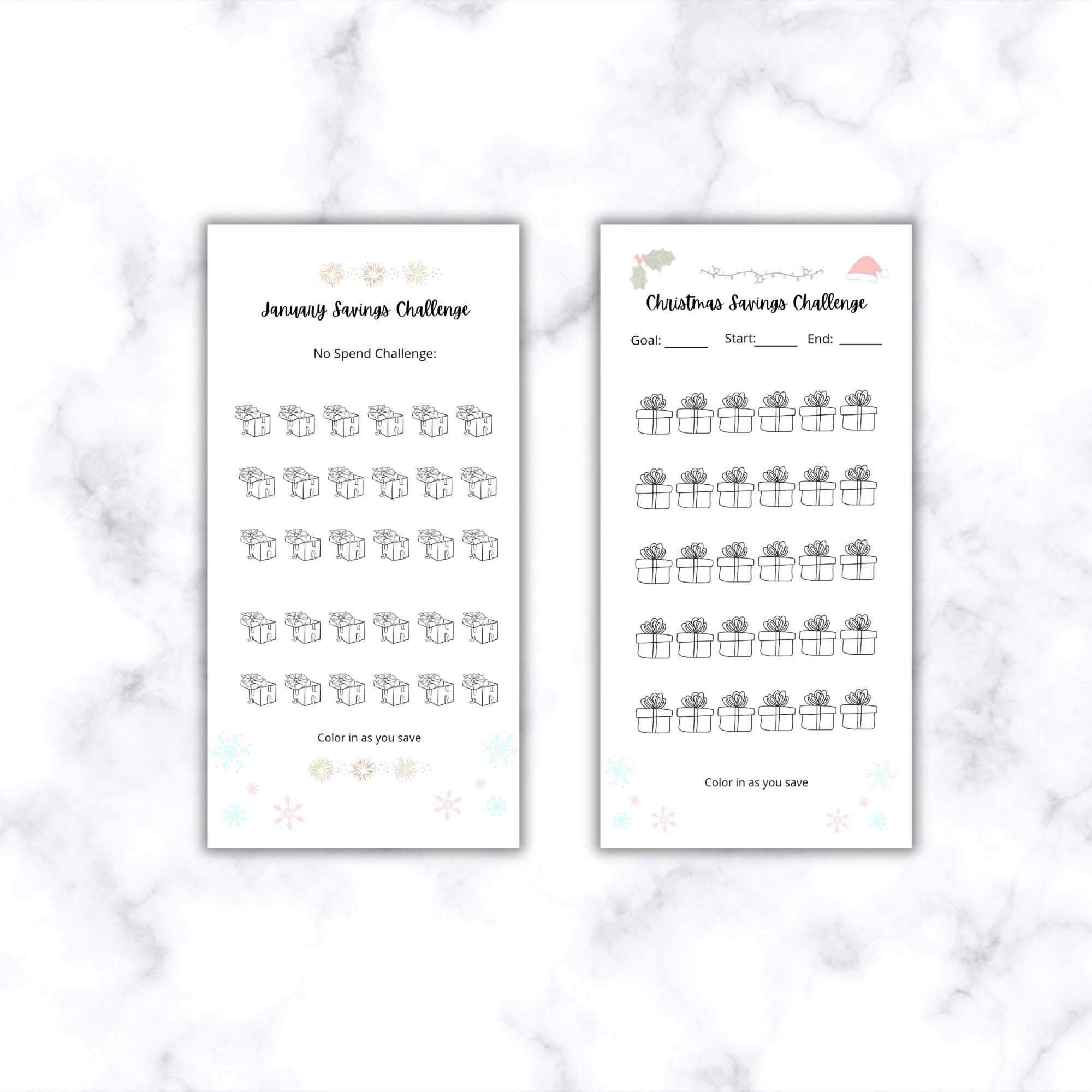 January No Spend Challenge Printable Christmas Savings Challenge ...