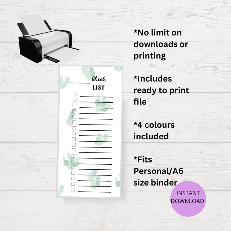 A6 to Do List Printable, Cactus Planner Insert, Succulent Task List ...