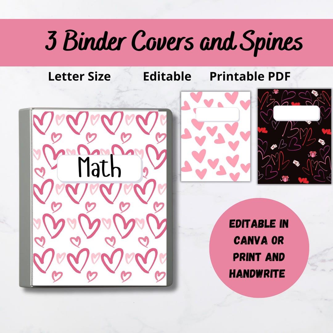 Editable Binder Cover Printable PDF With Matching Spine Template, Canva ...