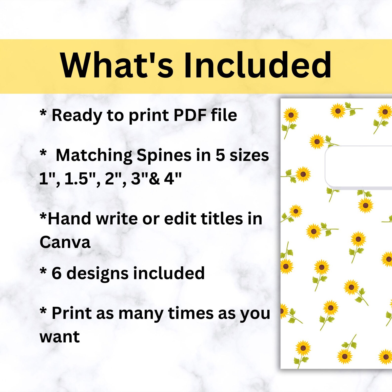 Budget Binder Cover Printable, Sunflower Binder Covers and Spines ...