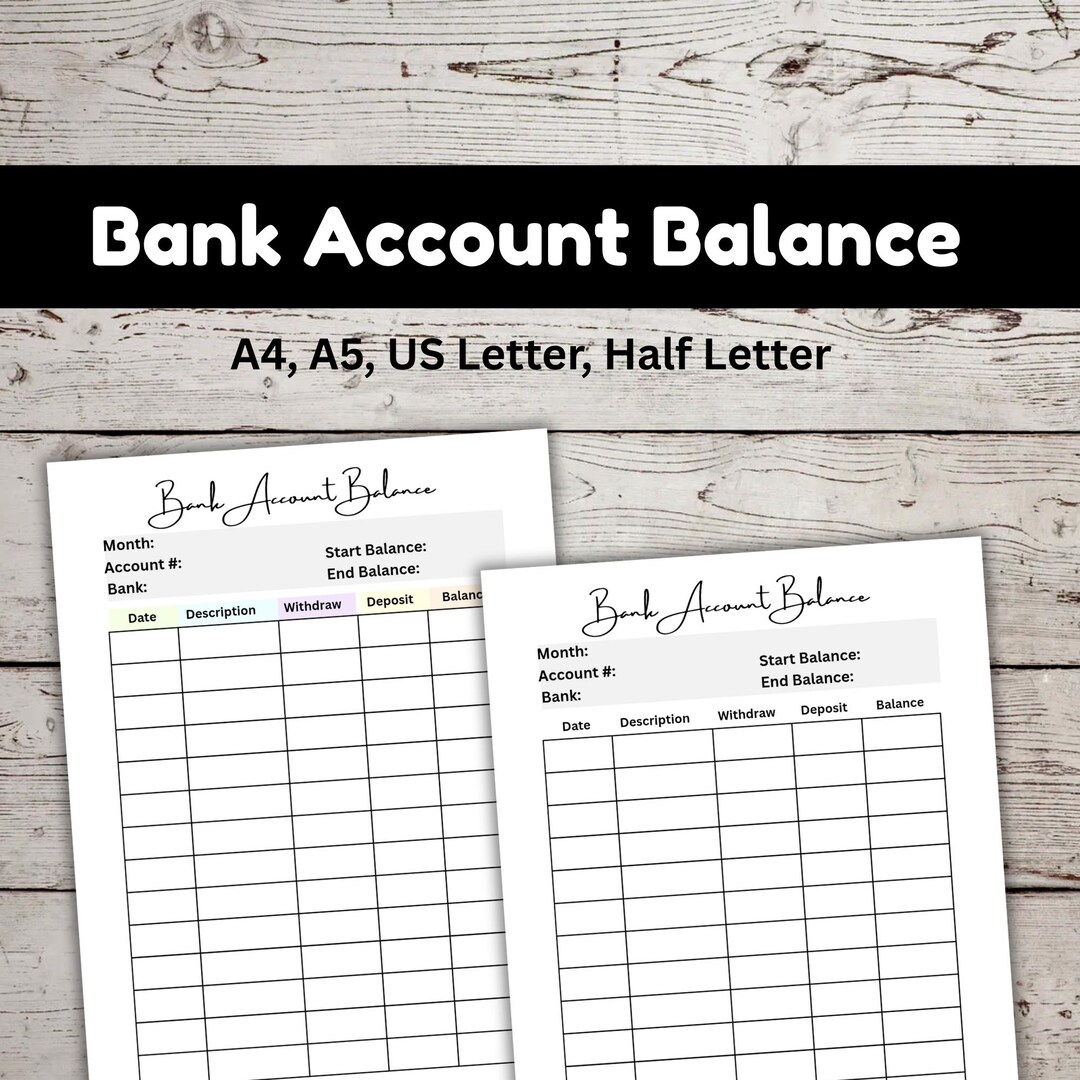Budget Planner Insert Printable, Bank Account Balance Tracker, Expense ...