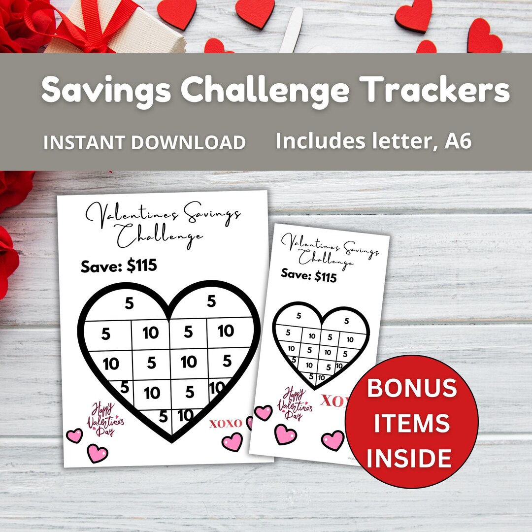 Savings Challenge Printable, Valentine's Savings Tracker PDF, Beginner ...