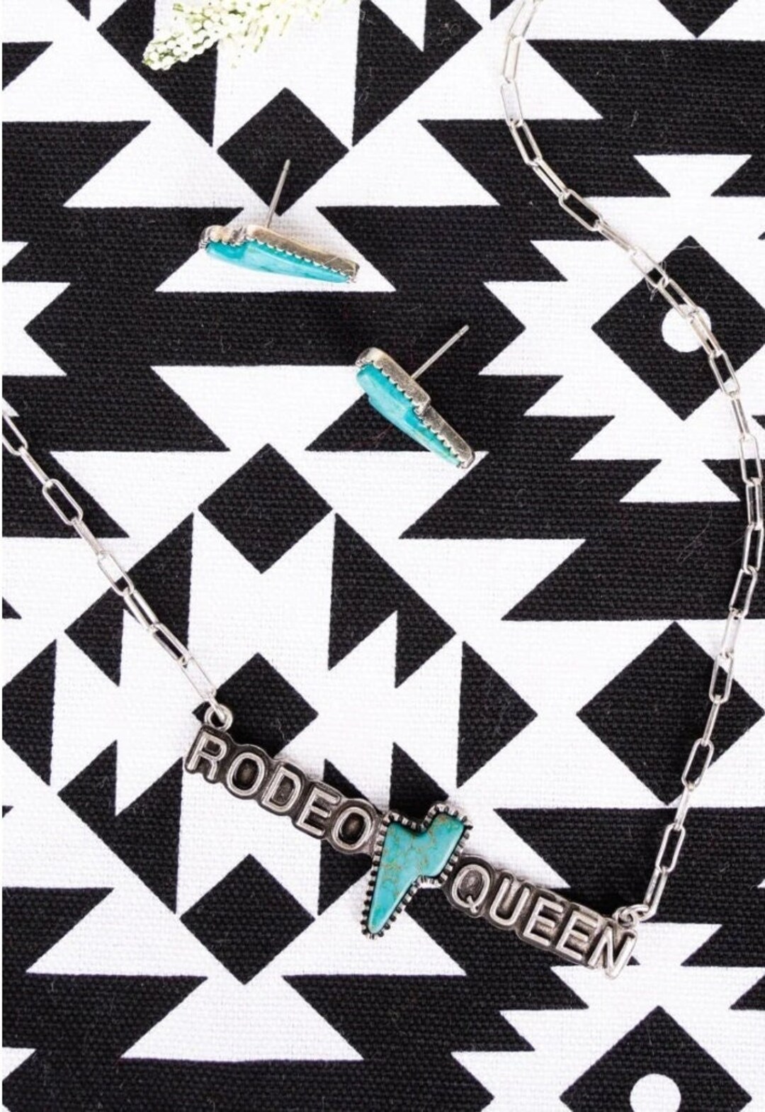 Rodeo Queen Turquoise Lightning Bolt NECKLACE & EARRING Set - Etsy