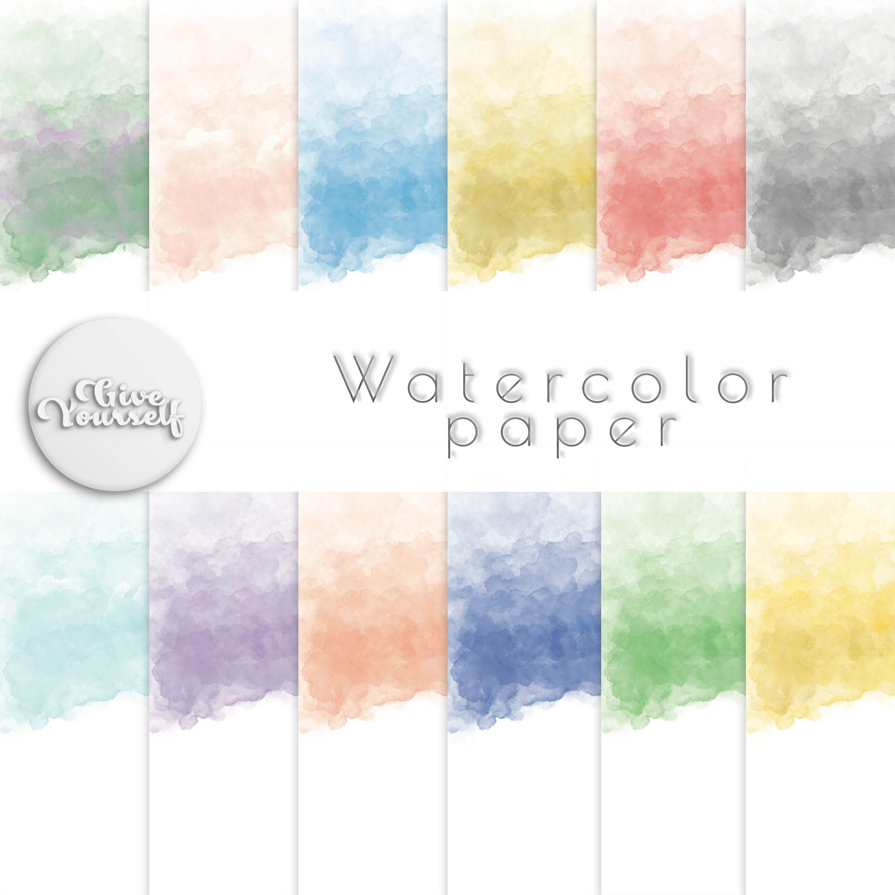 Digital 12 Digital Watercolor Papers 300ppi Jpeg Instant Download ...