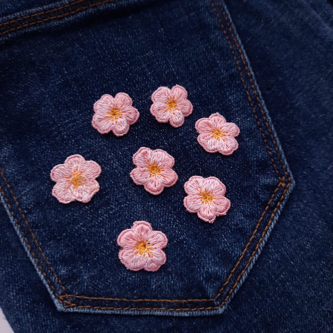 7 Sakura Cherry Blossom Iron-on Patches Sew-on Badge for Jackets, Jeans ...