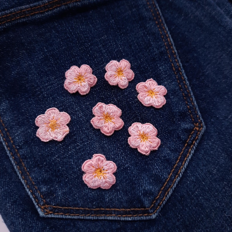 7 Sakura Cherry Blossom Iron-on Patches Sew-on Badge for Jackets, Jeans ...