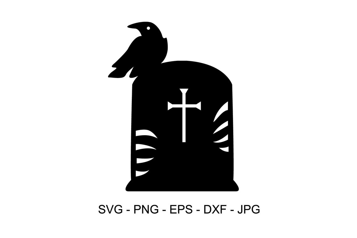 Graveyard SVG, Grave SVG, Crow SVG, Halloween, Silhouette, Graveyard ...