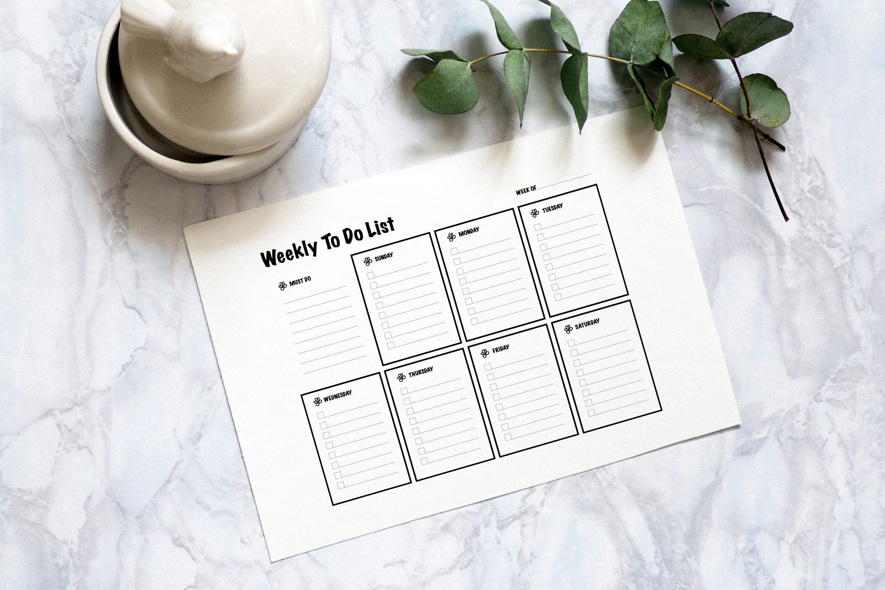 Weekly to Do List SVG Printable to Do List Daily Checklist - Etsy
