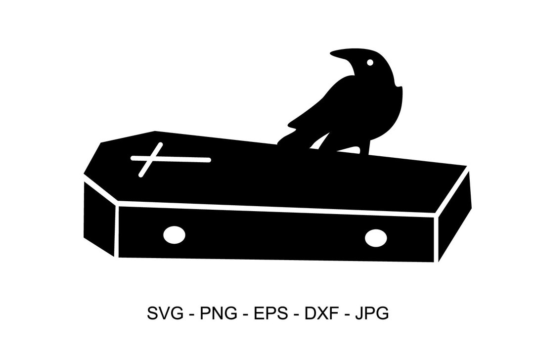 Coffin SVG Crow on Coffin SVG Crow Silhouette Halloween - Etsy Australia