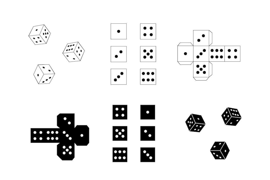 Dice Outline Set SVG, Gambling SVG, Dice Clipart, Cut Files, Cricut ...