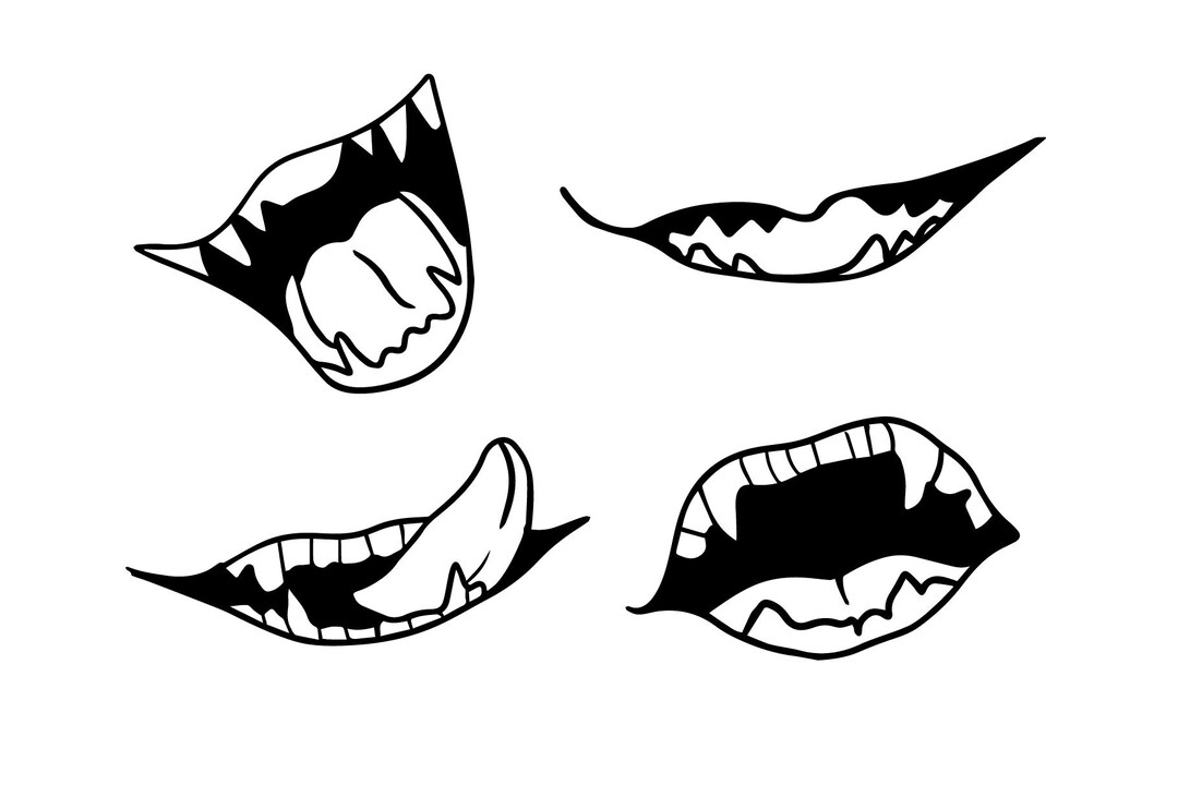 Lips SVG Bundle, Biting Lip Sublimation, Mouth Silhouettes Clipart for ...