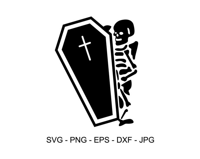 Coffin Outline Line Art SVG PNG Digital Files • Tattoo Halloween Print ...