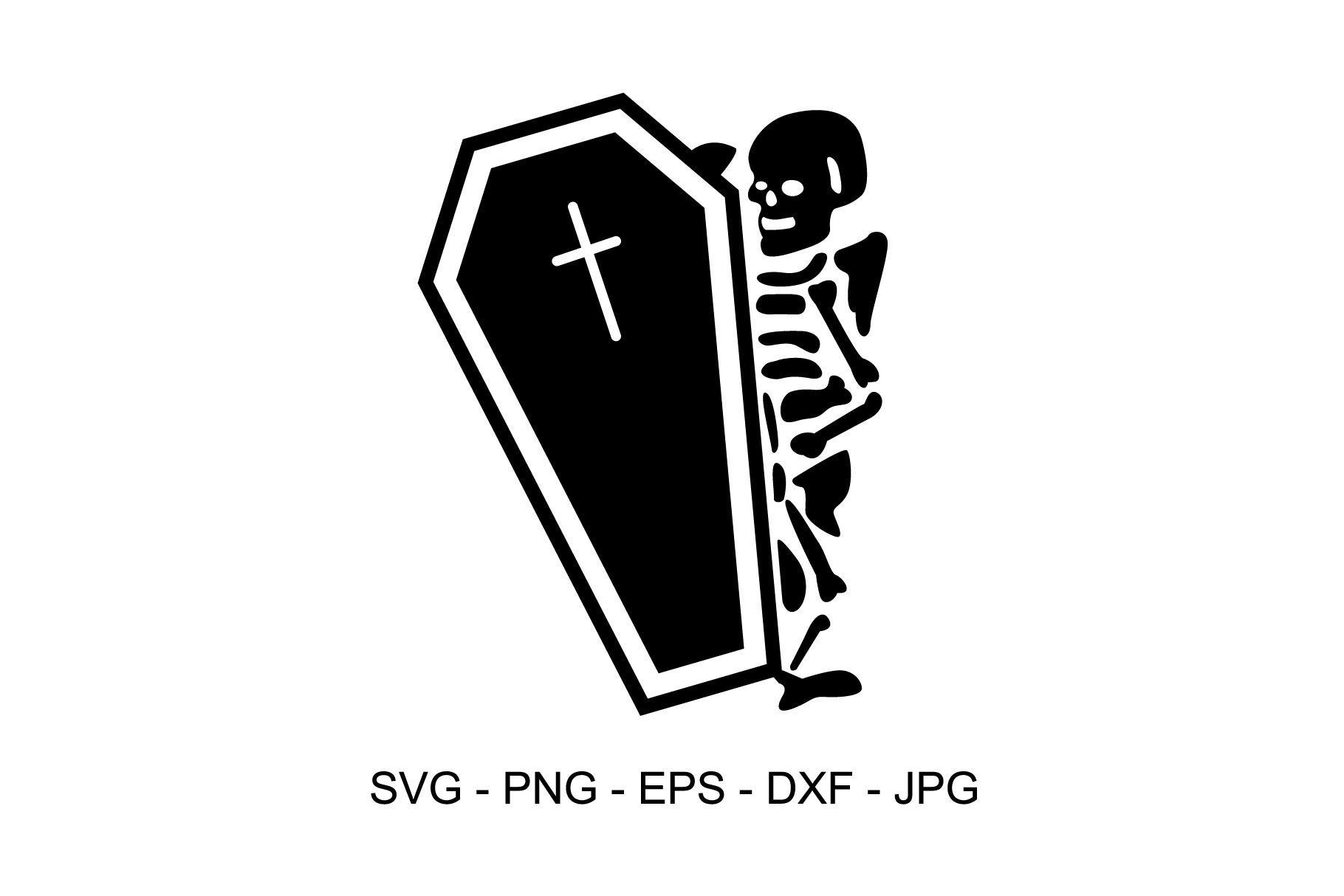 Coffin SVG, Skeleton in Coffin SVG, Skull, Silhouette, Halloween Clip ...