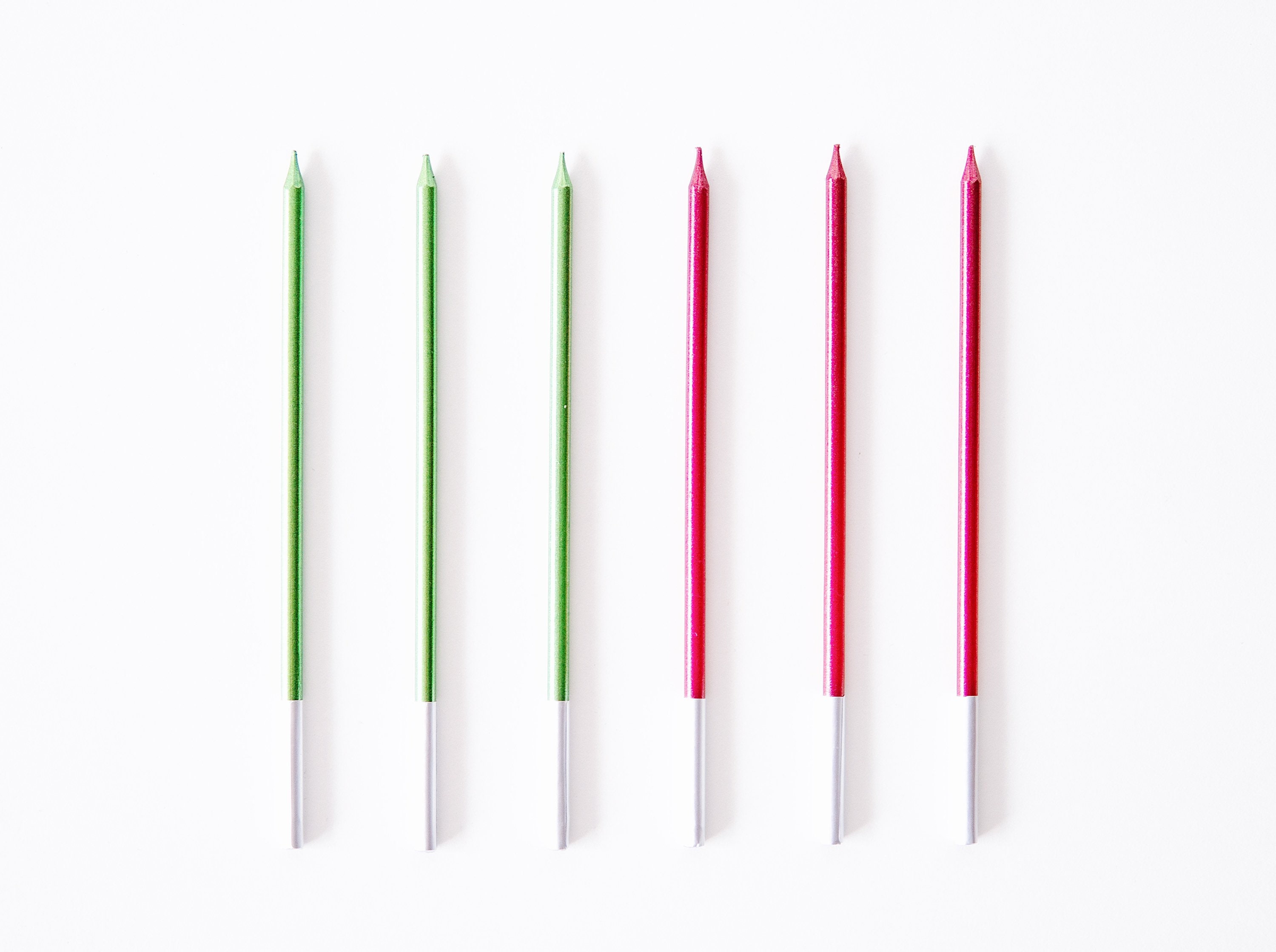Slim Tall Green and Red Birthday Candles | Long Birthday Candles | Long ...