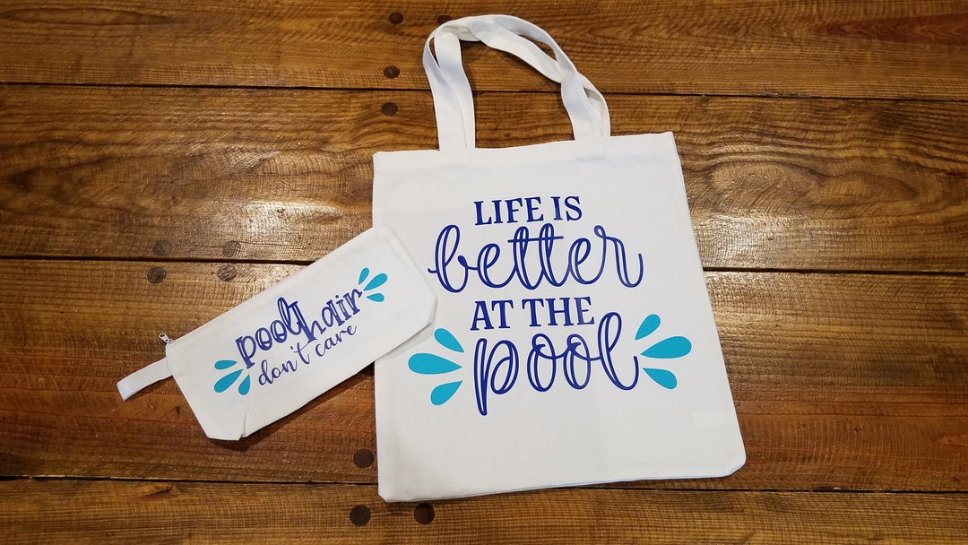 Pool Day Canvas Tote Bag And/or Pouch | Gift for Her | Summer ...