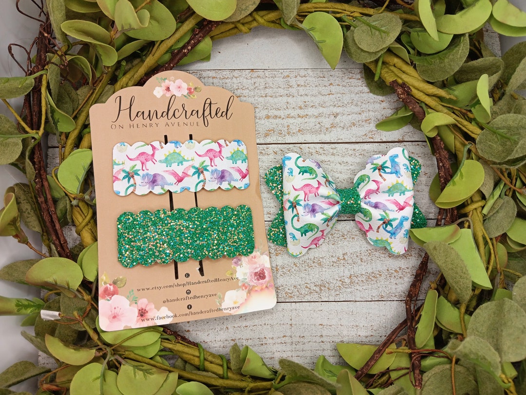 Dinosaur Hair Bow Dinosaur Jumbo Snap Clips Hair Accessories - Etsy