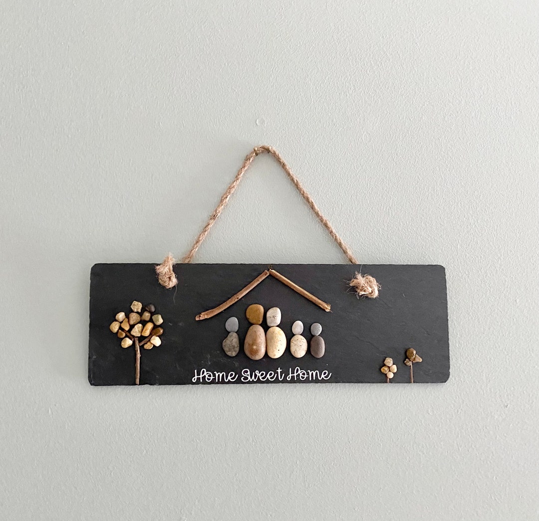 Family Pebble Art, Slate Pebble Art, Personalised Gift, Handmade Gift ...