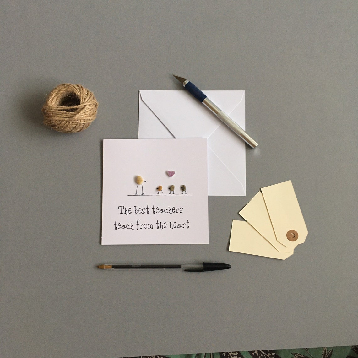 Handmade Greetings Pebble Art Card Cards for Teachers | Etsy