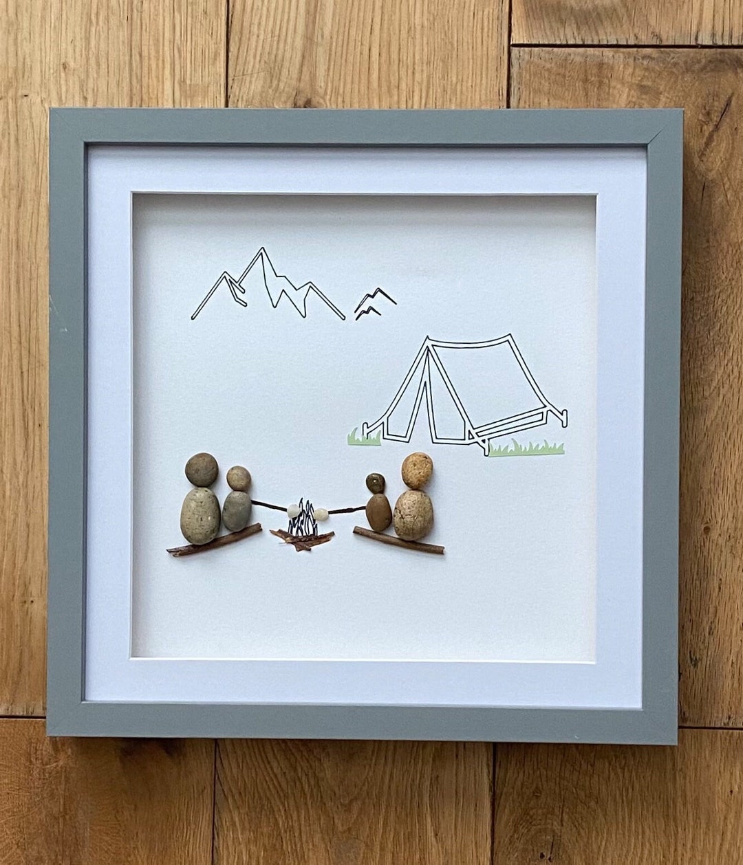 Forest Pebble Art, Camping Gift, Wildlife Present, Bonfire, Family in ...