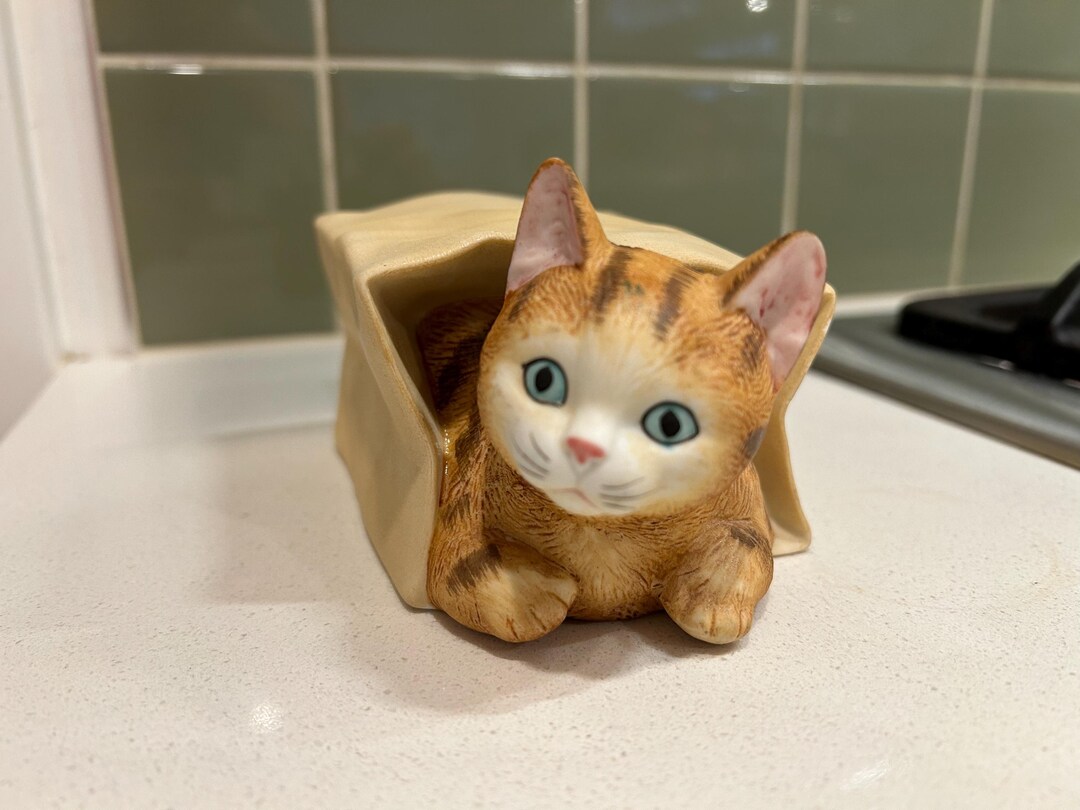 1980s Cat in Paper Bag Music Box - Etsy