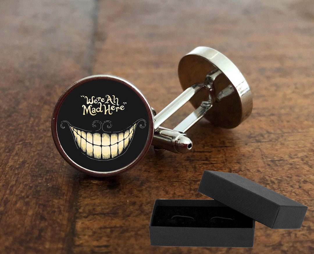 Cheshire Cat Cufflinks: Alice in Wonderland Rhodium Plate Gift - Etsy