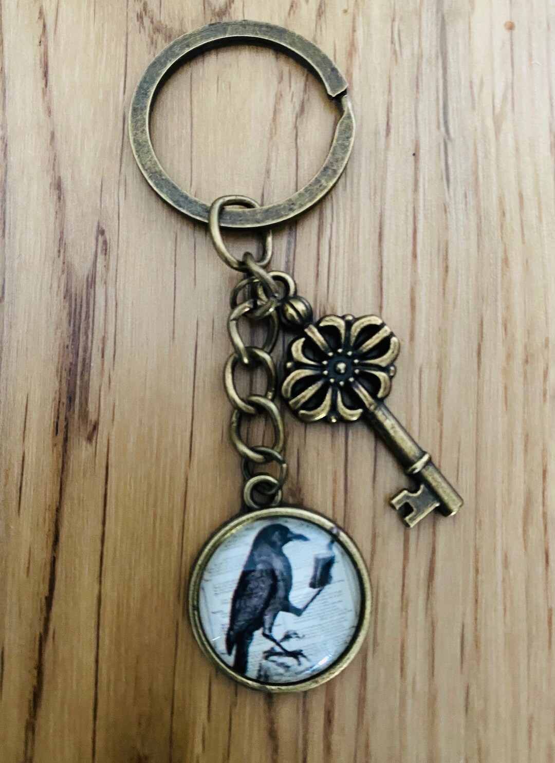 Steampunk Crow Book *keyring Chain* - Free Black Velvet Pouch - GIFT - Etsy