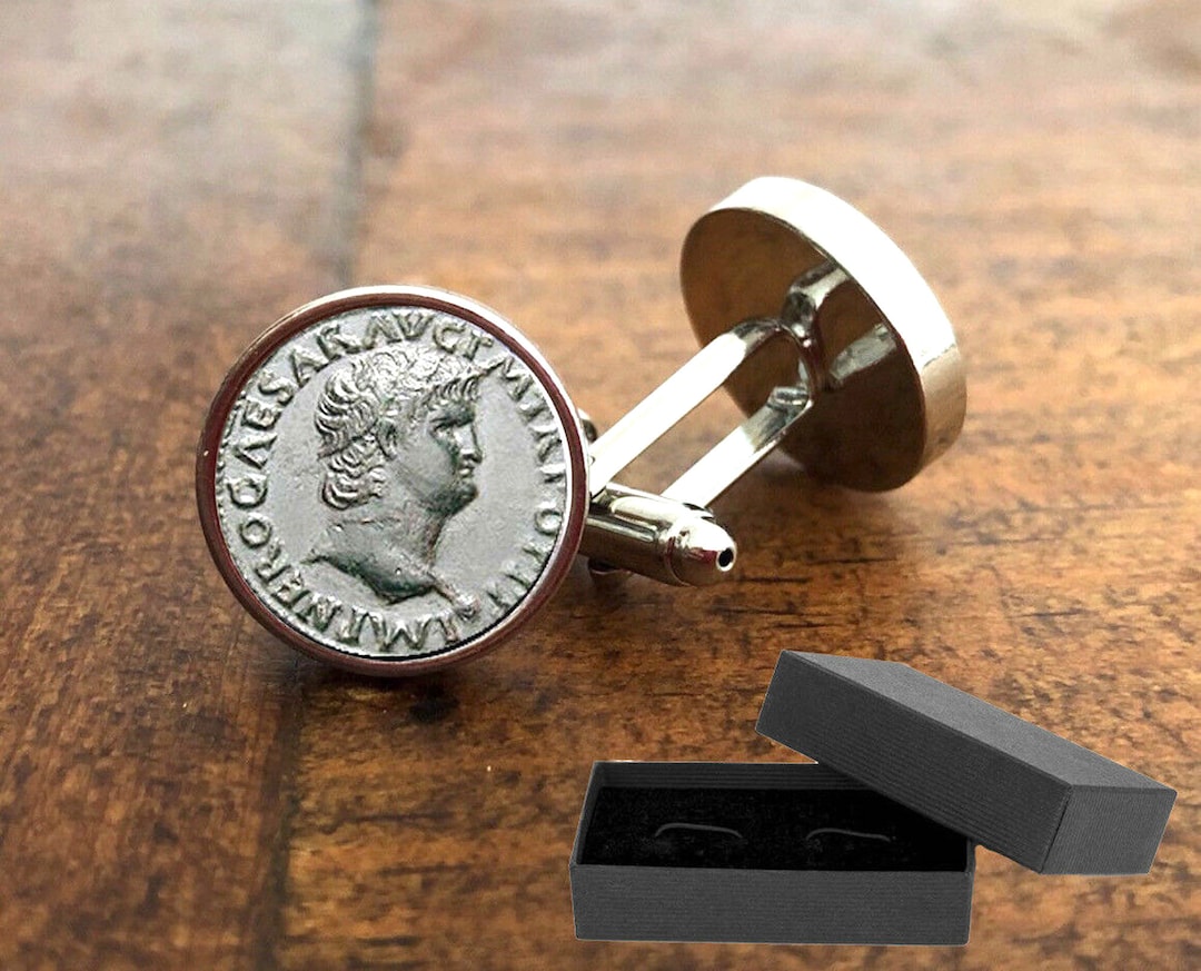 Roman Coin Cufflinks - 16mm Rhodium Plate - Cabochon - Free Box - Great ...