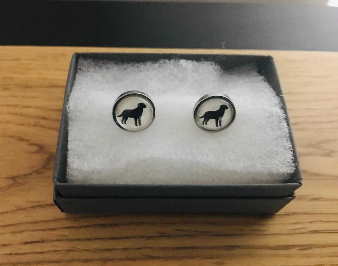 Labrador Dog - Platinum Plate Stud Earrings - Presentation Boxed - Gift ...