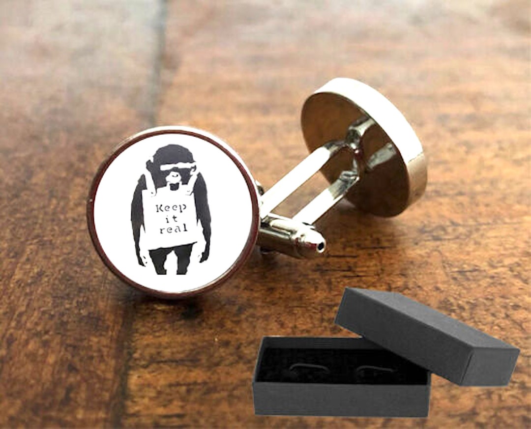 Banksy "keep It Real" Cufflinks - Street Art -16mm Glass Front ...