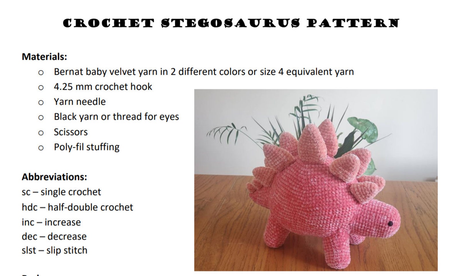 Stegosaurus Crochet Pattern PDF | Etsy