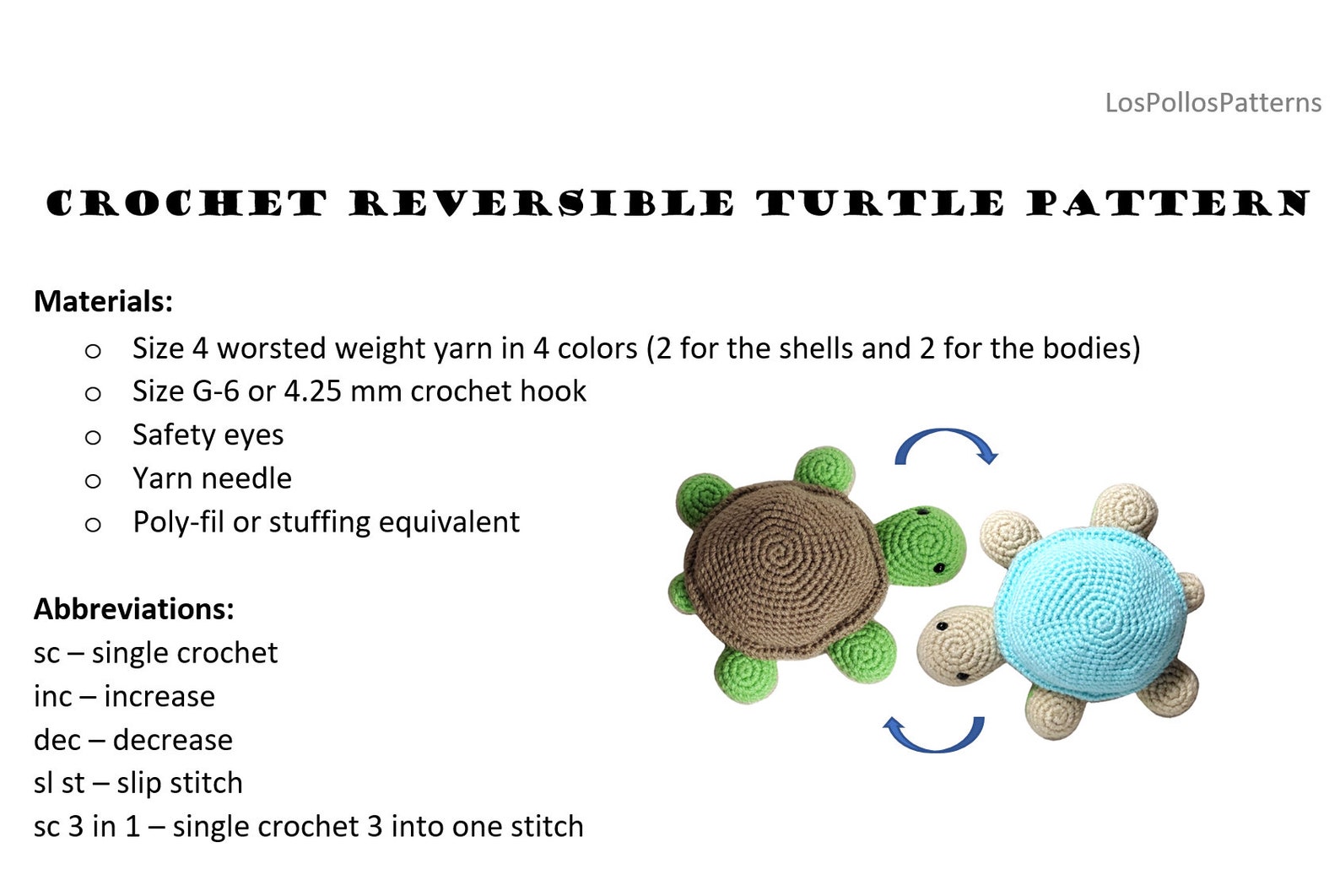 Reversible Turtle Crochet Pattern PDF - Etsy UK