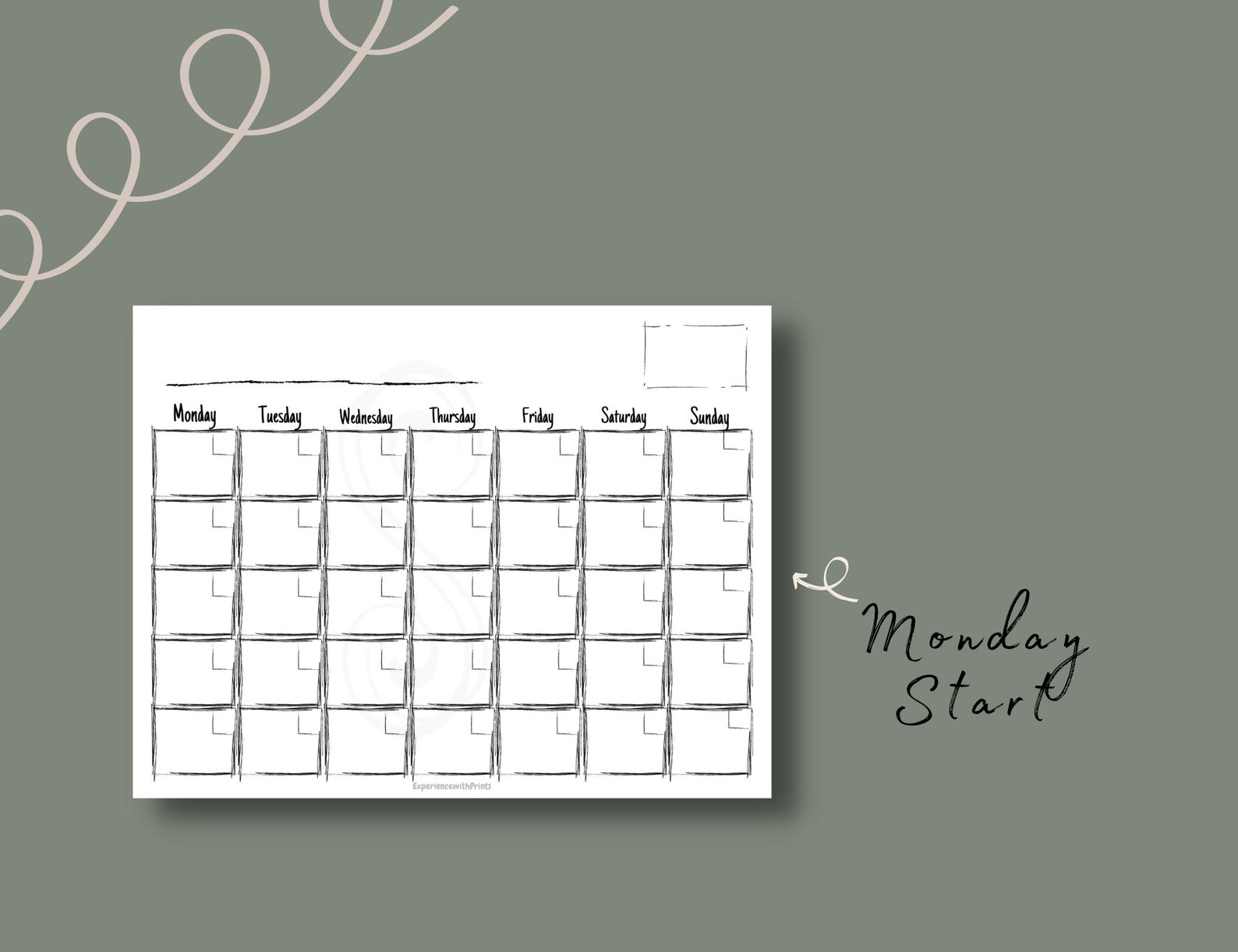 Printable | Undated | Blank Monthly Calendar | +FREEBIE Monthly Names ...