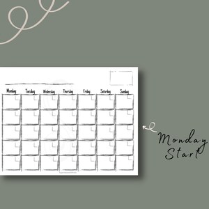 Printable | Undated | Blank Monthly Calendar | +FREEBIE Monthly Names ...