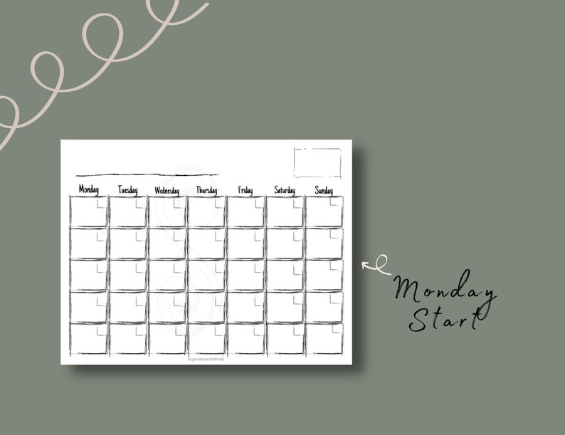 Printable | Undated | Blank Monthly Calendar | +FREEBIE Monthly Names ...