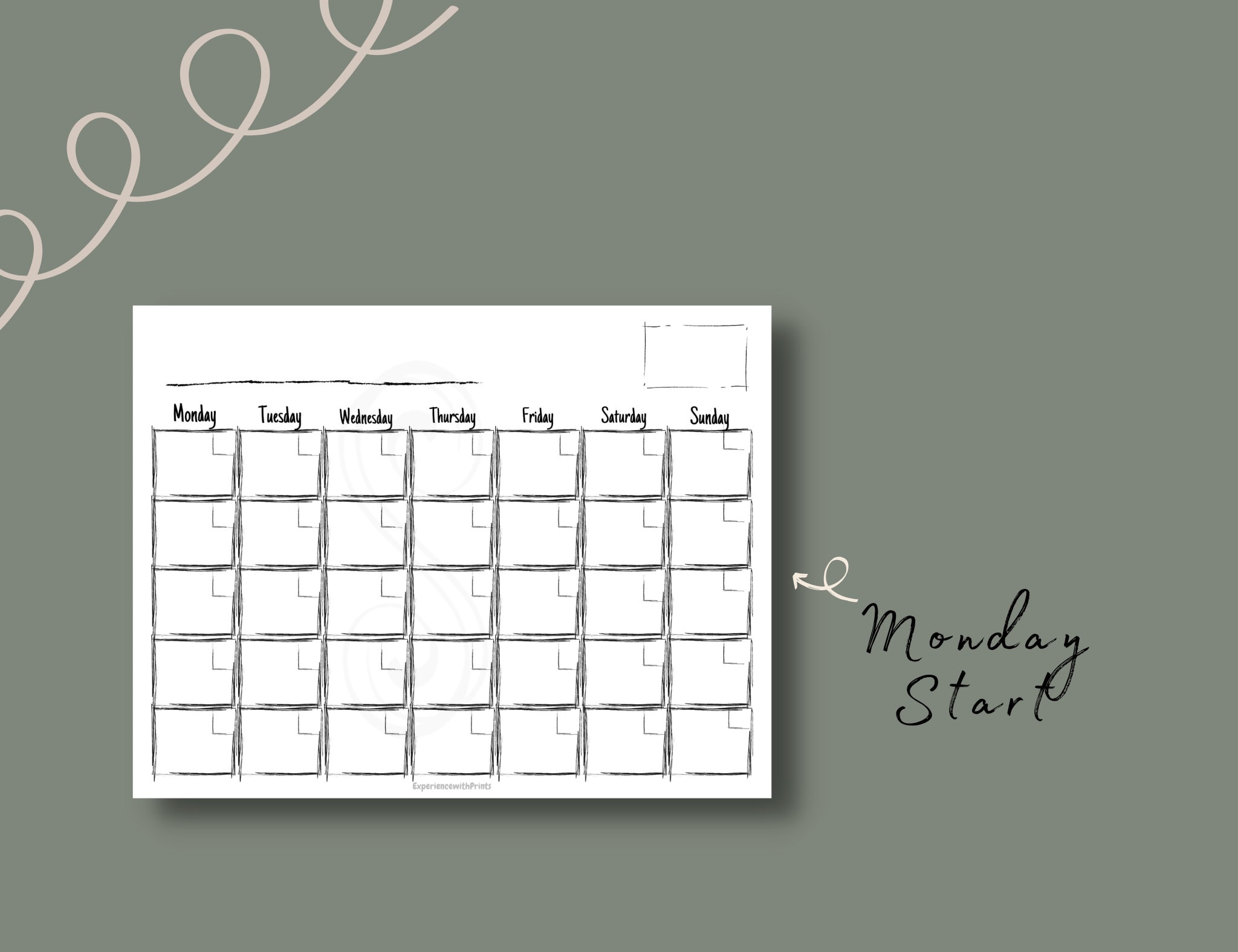 Printable | Undated | Blank Monthly Calendar | +FREEBIE Monthly Names ...